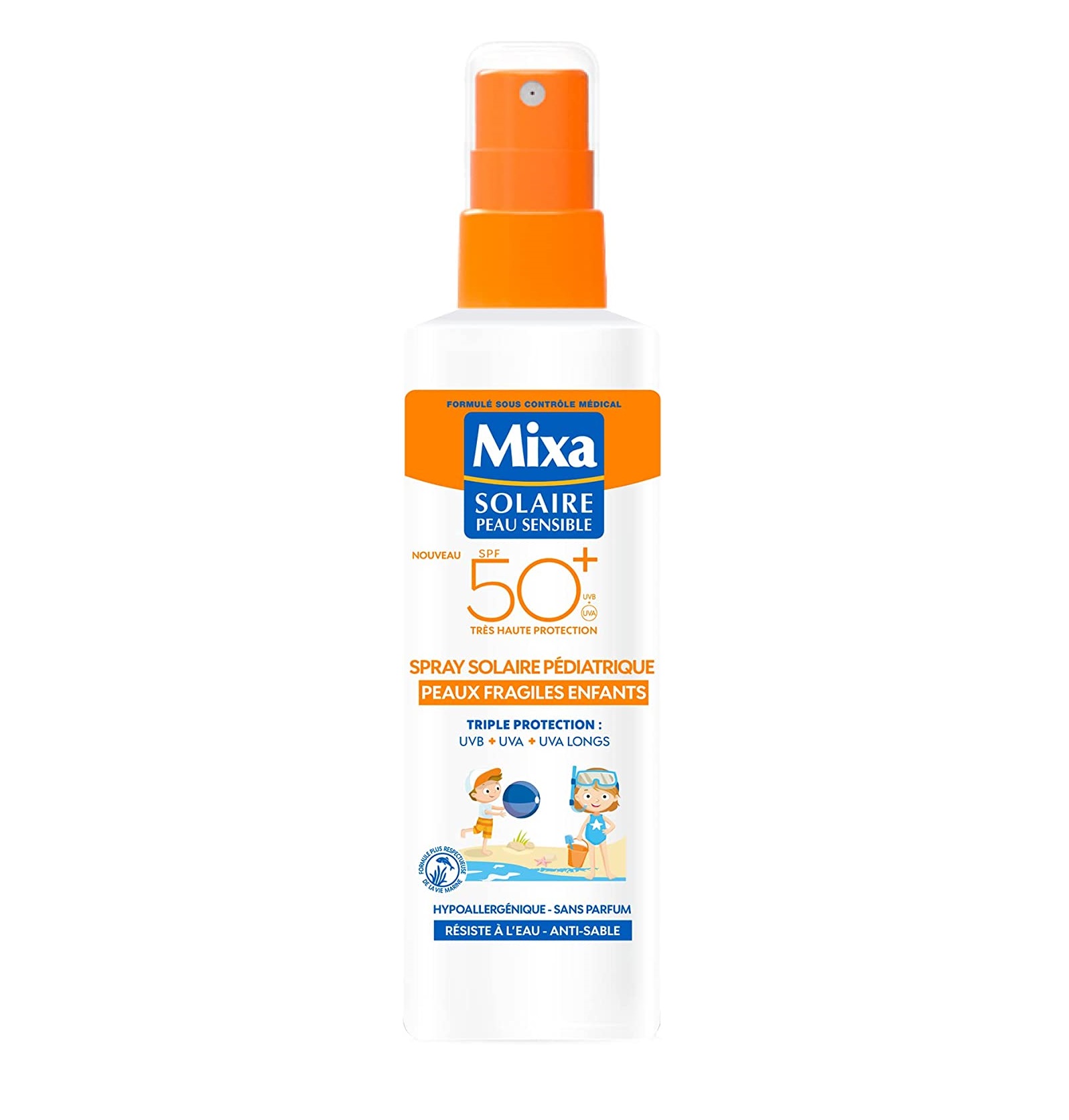 Mixa Spray Solaire Pédiatrique SPF50+ Peaux Fragiles Enfants – Bébé ...
